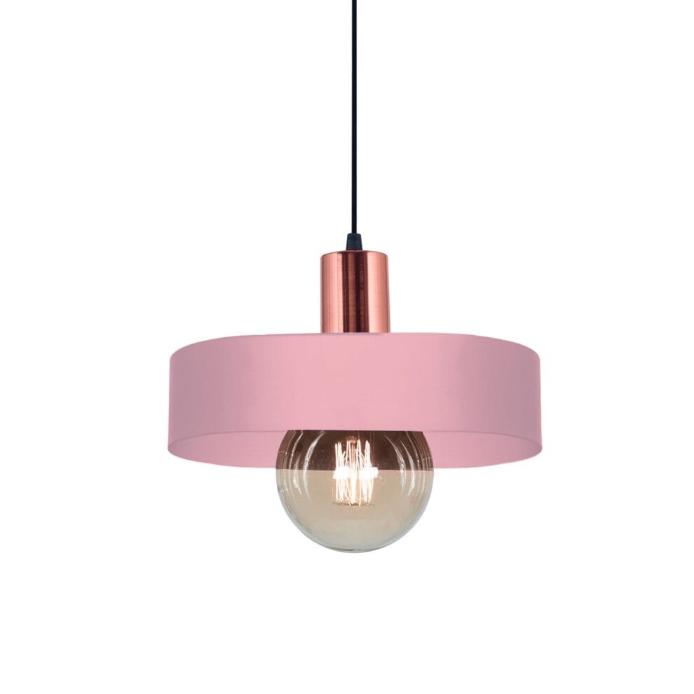 Lampara de techo Ø30cm Rosa y Cobre- Linea Balcarce - Bazar de Luces